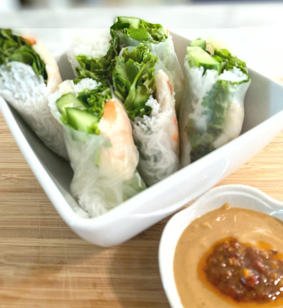 Shrimp Spring Rolls with Spicy Peanut Sauce | Wynn's Kitchen